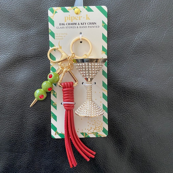 Piper K | Accessories | Nwt Piper K Martini With Olives Bag Charm Key ...